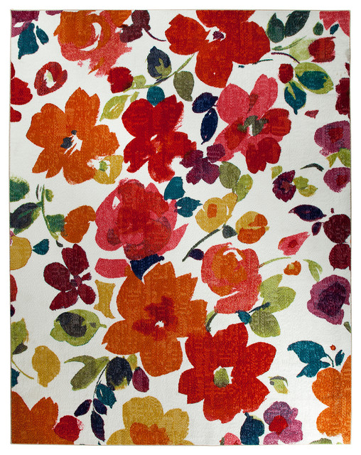Bright Floral Toss Multi Rug, 7'6"x10', 90"x120" - Contemporary - Area ...