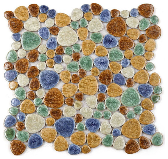 Mosaic Porcelain Tile Mancala Pebble Series - Coral - Floor Wall Tile ...