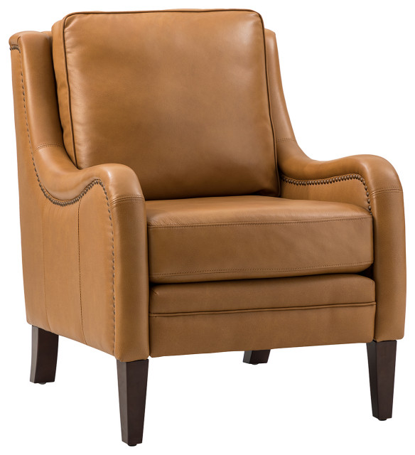 Alonso 27.56"Wide Genuine Leather Arm Chair - Contemporary - Armchairs ...