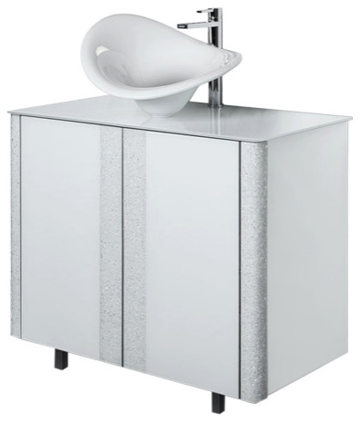 Princess Luxury White 36" Crystal Vanity Recessed Plinth, Wood, Murano ...
