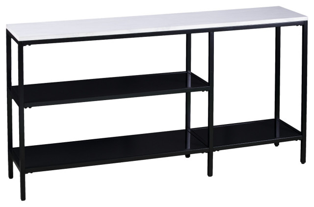Contemporary Console Table, Cantilevered Design With Black Shelf ...