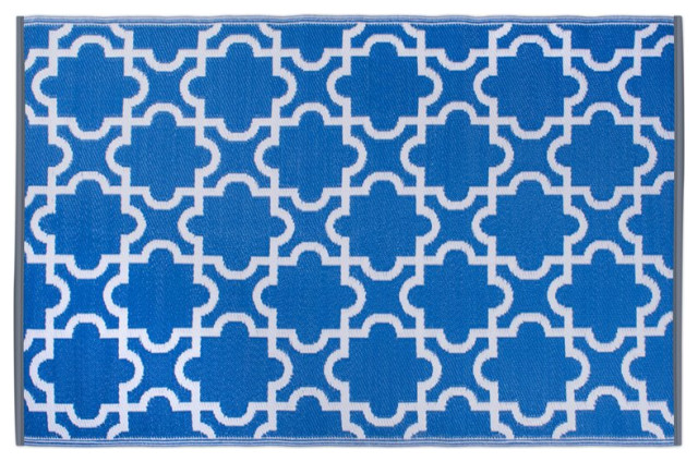 DII 4x6' Modern Style Plastic Lattice Outdoor Rug in Blue Finish ...