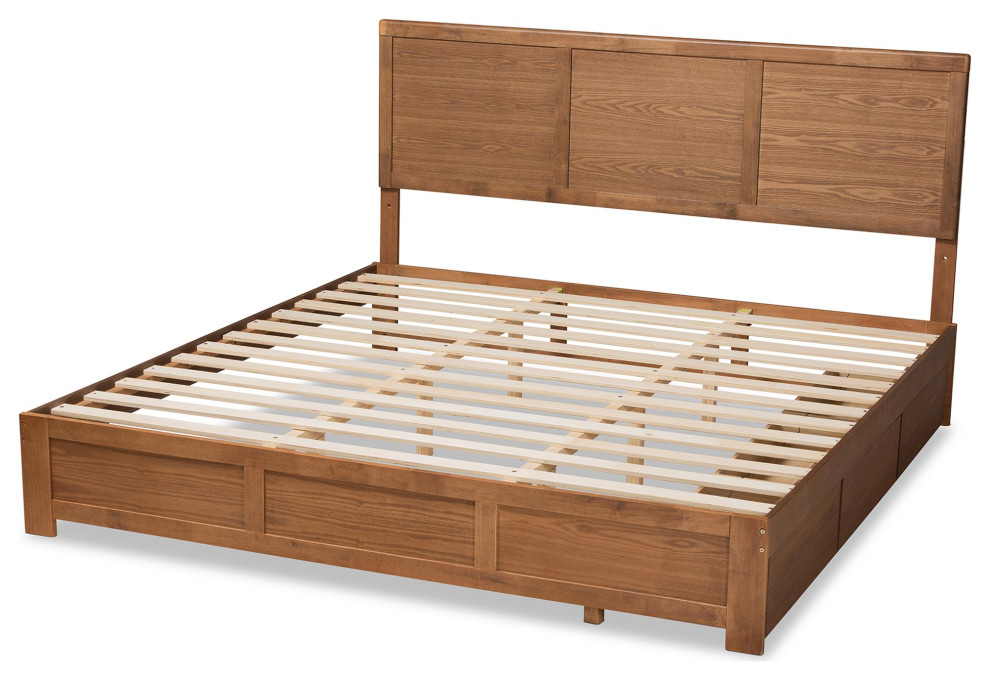 King Platform Bed, Triple Paneled Headboard and 3 Underside Drawers ...