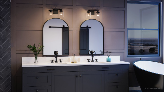 Luxury Modern Farmhouse Bath Fixture, 7.75''H x 14''W, in Matte Black ...