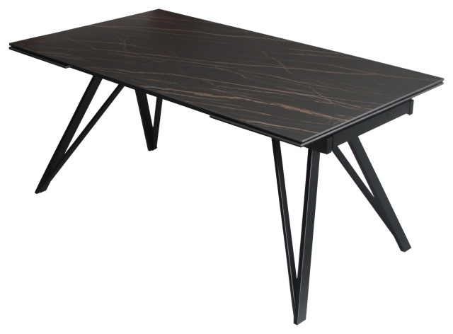 Modrest Bobby Modern Black Ceramic Extendable Dining Table ...