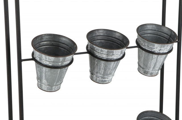 Nine Pot Metal Framed Wall Planter - Farmhouse - Outdoor Pots And ...