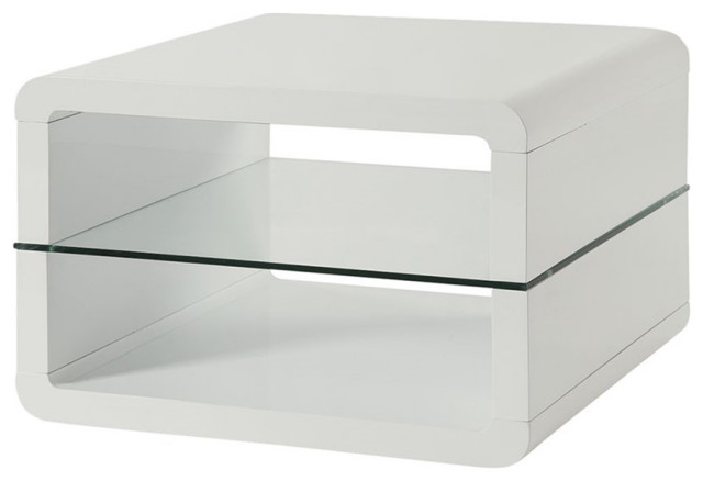 Home Square 2 Shelf End Table in Glossy White Finish - Set of 2 ...