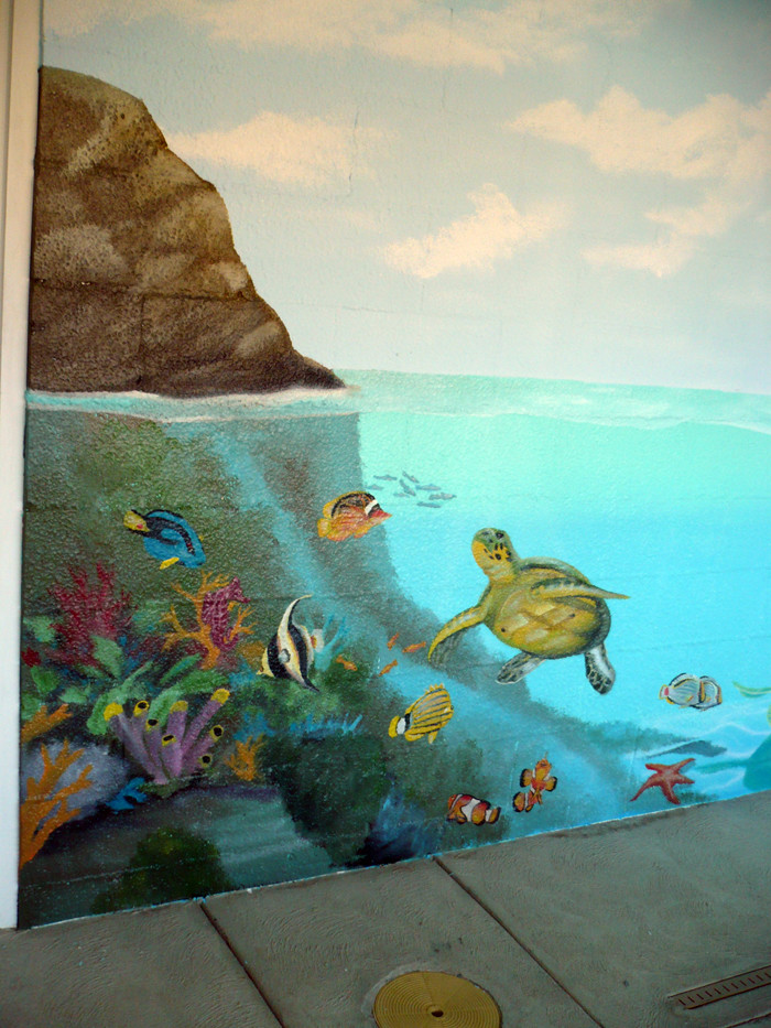 Ocaen themed indoor residential pool painted by ML Murals - Coastal ...