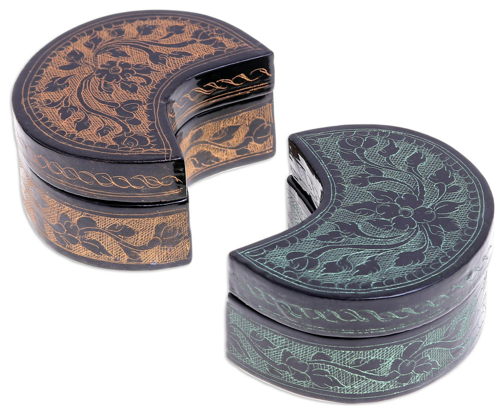 Novica Handmade Crescent Dream, Dawn Decorative Lacquerware Wood Boxes ...