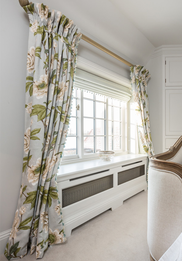 Bespoke radiator cabinet with Colefax and Fowler curtains - Traditional ...