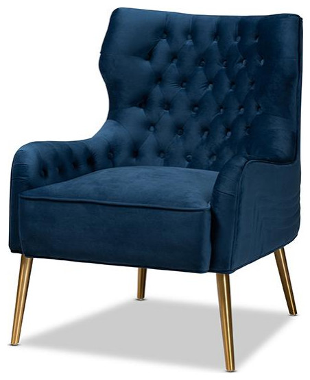 Baxton Studio Nelson Modern Luxe and Glam Navy Blue Velvet Fabric ...