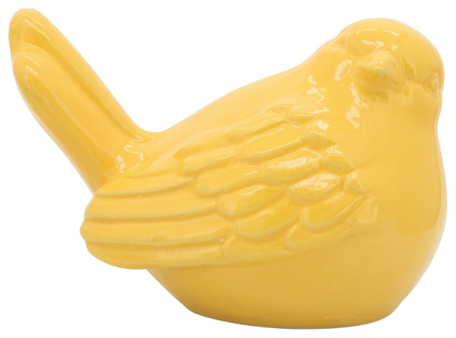 Cer 10" Bird Figurine, Yellow - Contemporary - Garden Statues And Yard ...