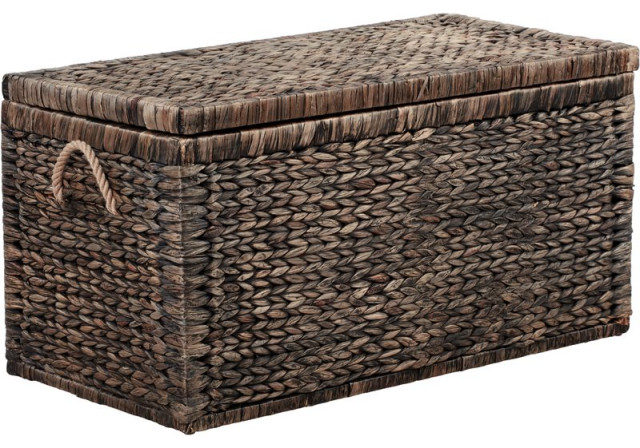 Click365 Storage Trunk Farmhouse Style Large Deep Woven Black Washed ...