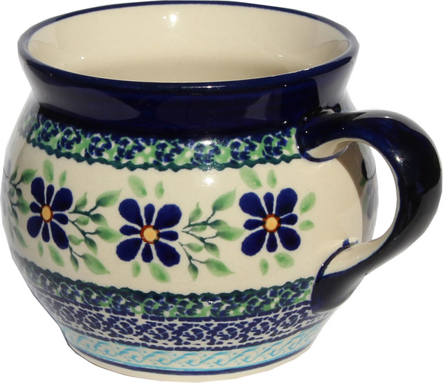 Polish Pottery Potbelly Coffee Mug, Pattern Number: DU121, 17 OZ ...