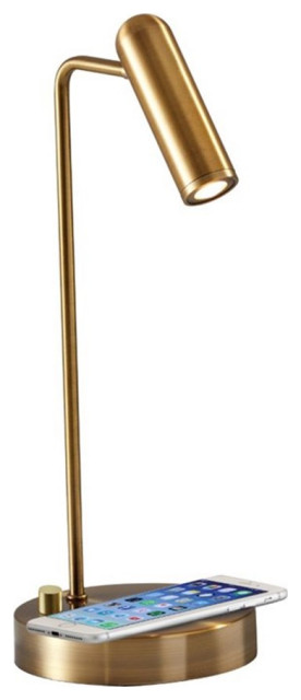 Adesso Home Kaye Metal AdessoCharge LED Desk Lamp in Antique Brass ...