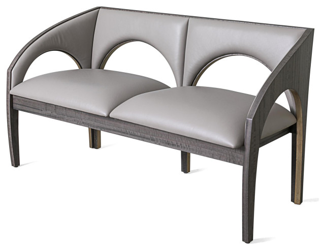 Arches Bench, Grey Leather - Transitional - Dining Benches - by ...