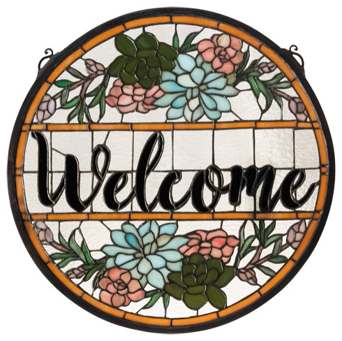 18 Wide X 18 High Welcome Window - Stained Glass Panels - by Meyda ...