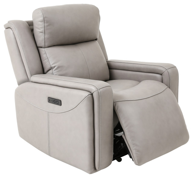 Claude Dual Power Reclining 2 Piece Sofa and Recliner Set, Light Gray ...
