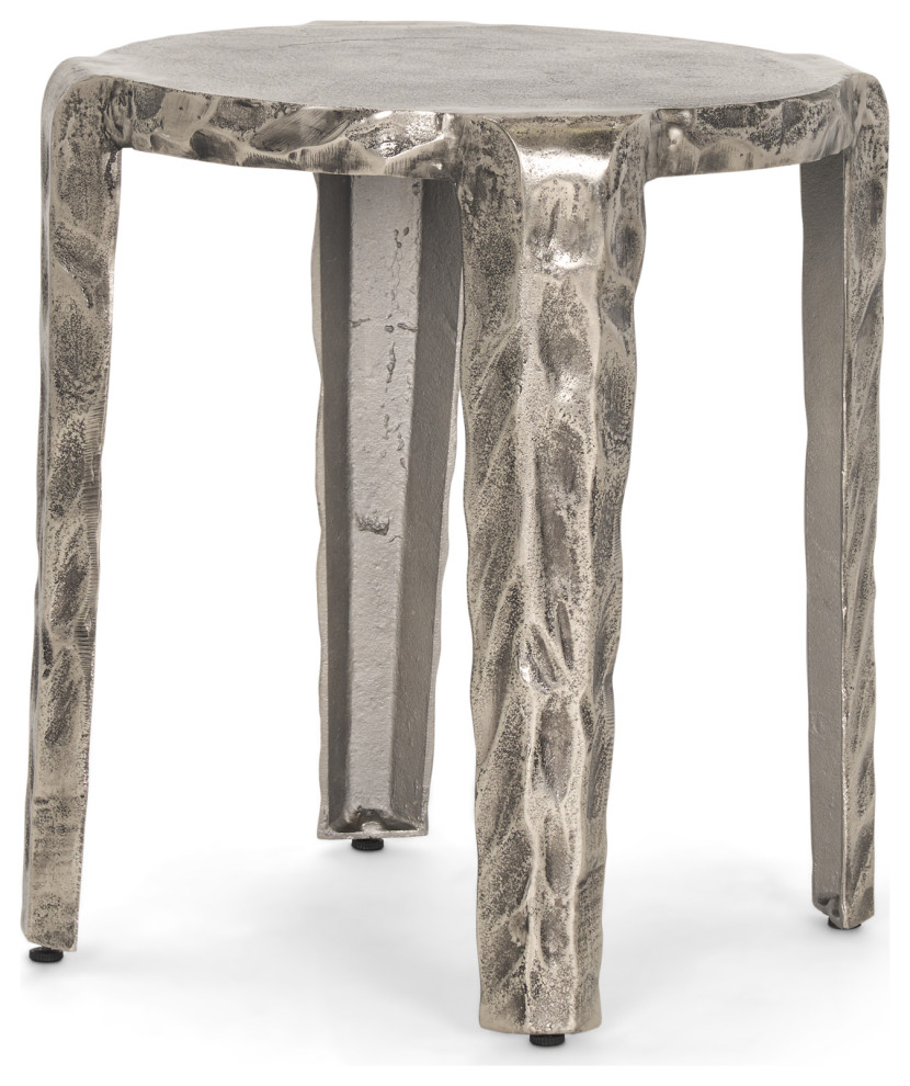 Randy Textured Silver Nickel Cast Aluminum Metal Accent Table ...