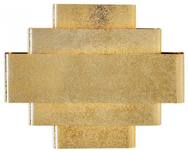 Rectangular Babylon Shiny Brass Wall Sconce HW - Contemporary - Wall ...