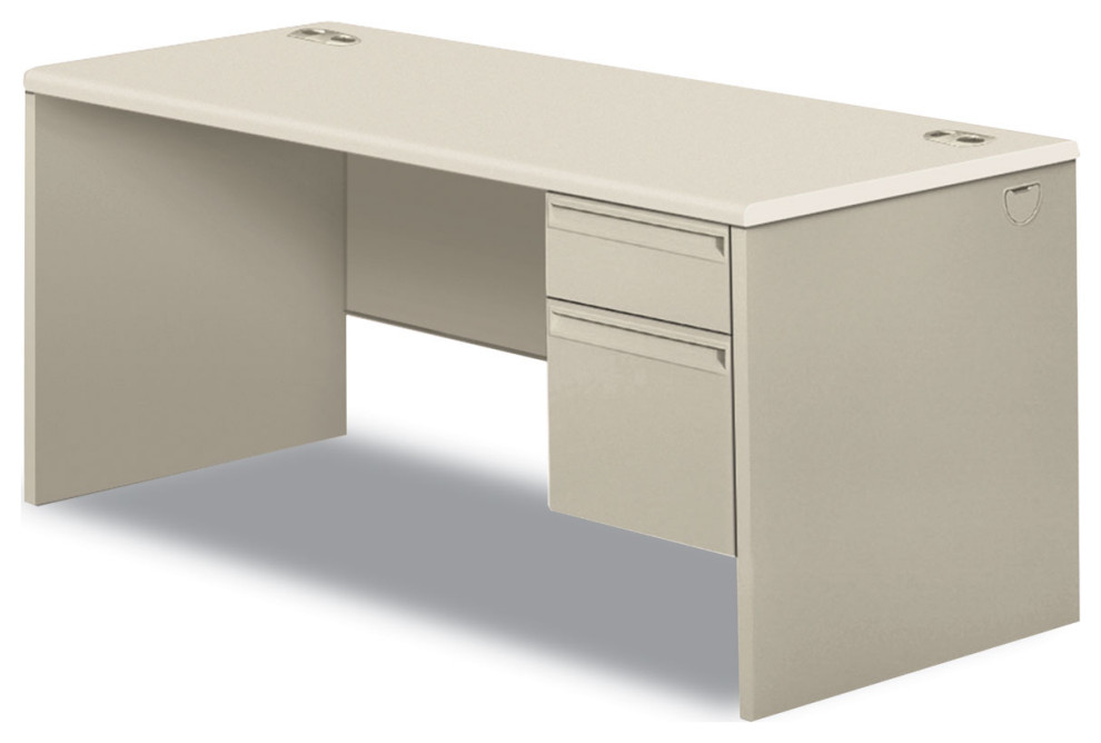 HON 38000 Series Right Pedestal Desk, 66" x 30" x 30", Light Gray ...