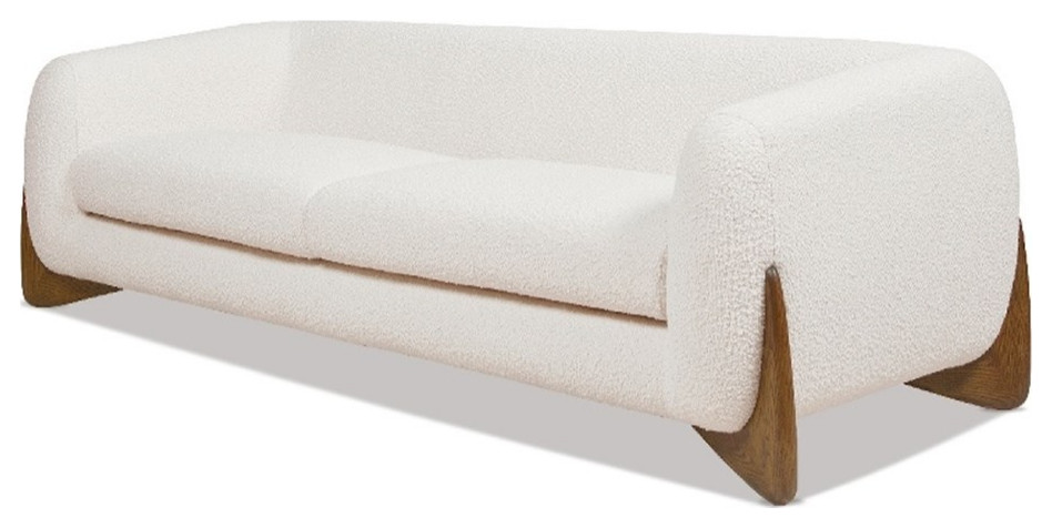 Alpine 90" Sherpa Sofa Ivory White Boucle - Midcentury - Sofas - by ...