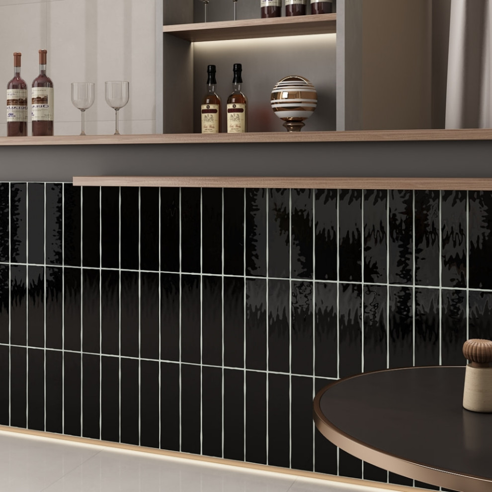 Linear Tiles - Black, Gloss - Home Bar - Other - by Direct Tile ...
