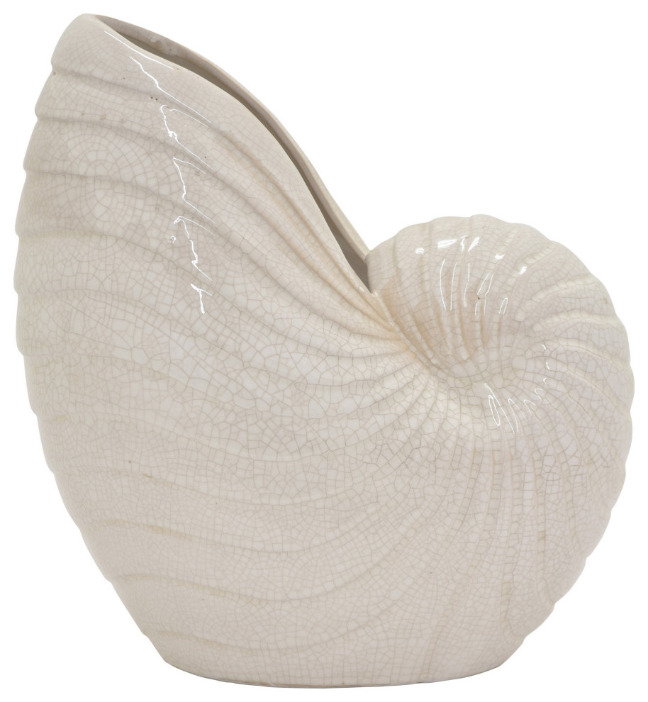 Plutus Brands Ceramic Shell, White Porcelain - Beach Style - Decorative ...