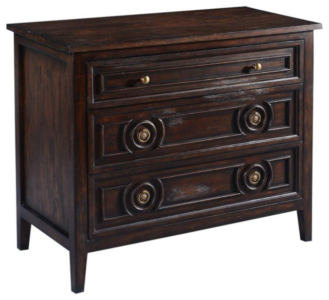 Chest Huntington Distressed Solid Wood Dark Rustic Pecan Circle Design ...