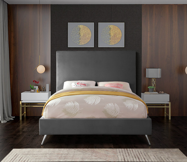 Jasmine Velvet Bed, Queen - Midcentury - Platform Beds - by Meridian ...