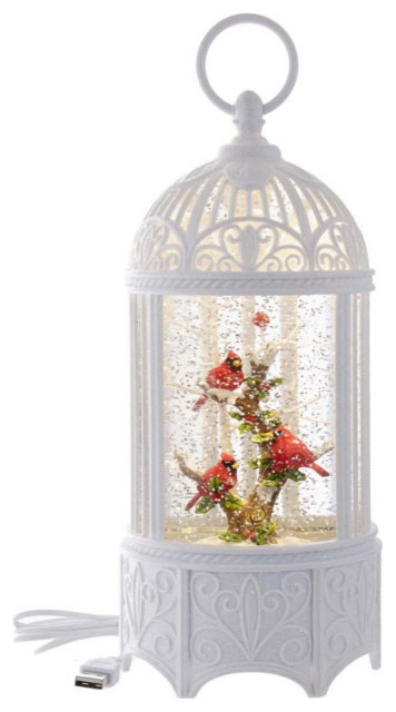 Kurt S. Adler Battery-Operated LED Swirl Cardinals Bird Cage Water ...