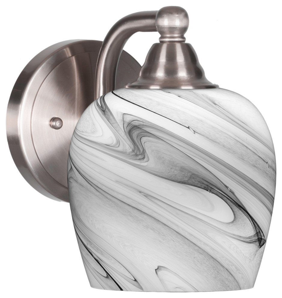 Paramount Wall Sconce, Brushed Nickel, 6" Onyx Swirl Glass ...