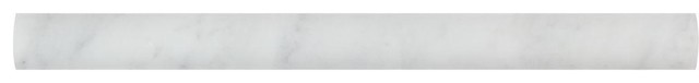 Carrara Italian Marble Quarter Round Trim, 1 X 12 Honed, 5 pieces, 5 ...