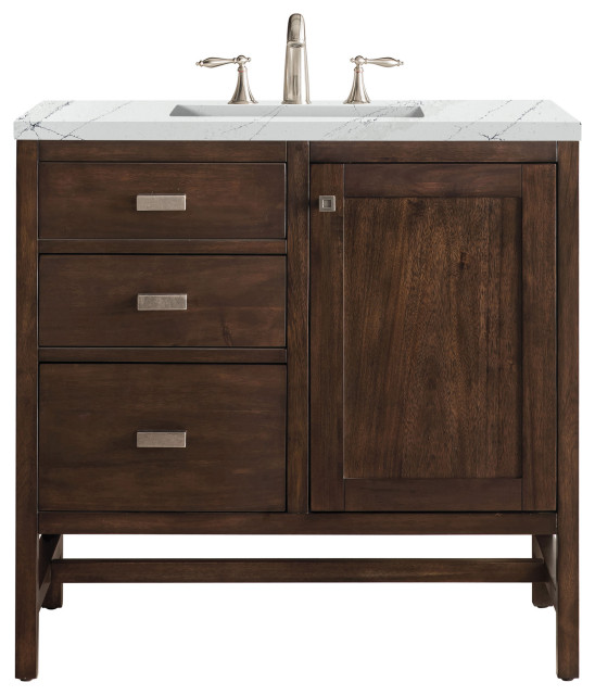 Addison 36" Single Vanity Vanity Mid Century Acacia, Ethereal Noctis ...