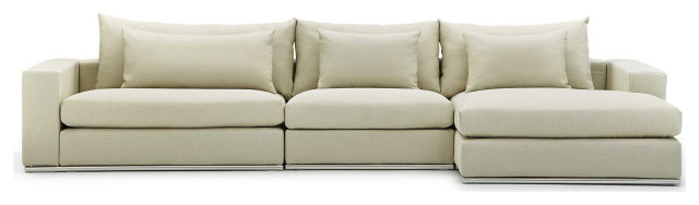 Soriano Left Chaise Sectional in Beige Fabric - Contemporary ...