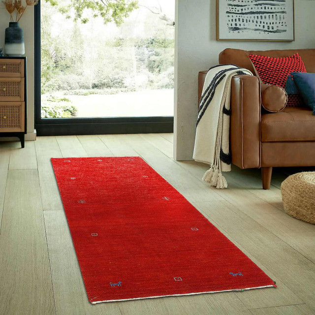 Fine Hand Knotted Persian Gabbeh Runner, 2'7''x8' - Southwestern - Hall ...