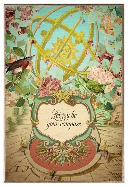 Let Joy be Your Compass Birch Wood Print - Contemporary - Prints And Posters - by Legend Studio ...