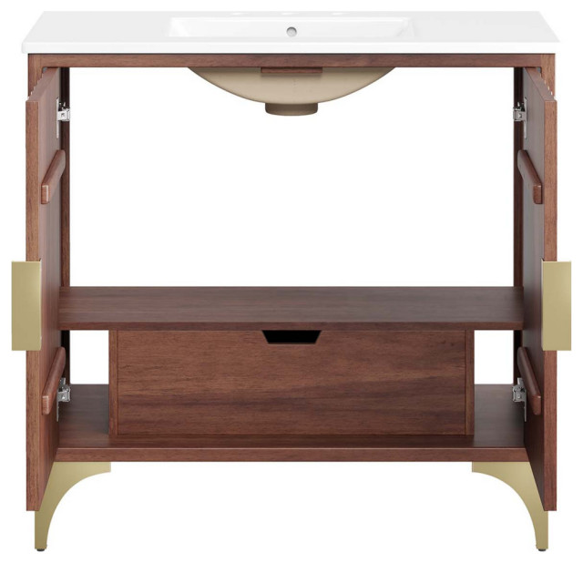 Daylight 36" Bathroom Vanity, White Walnut - Midcentury - Bathroom Vanities And Sink Consoles ...
