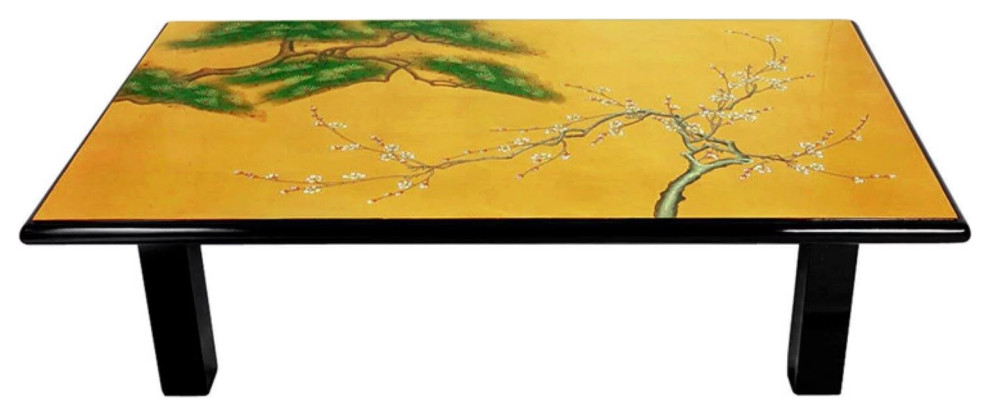 Oriental Coffee Table, 24 Carat Gold Leaf Lacquered Top and Low ...