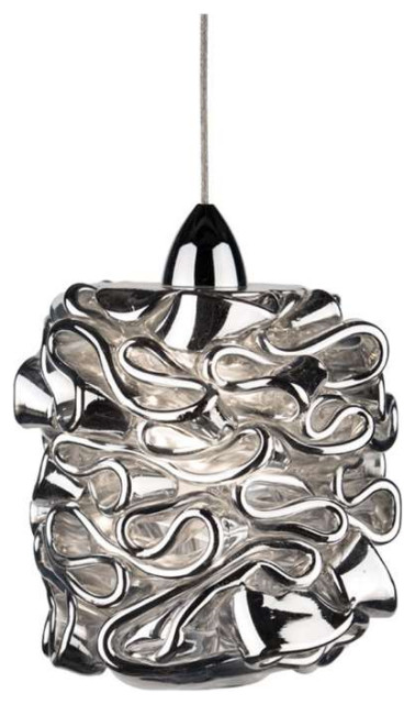 WAC Gia LED Pendant Sconce, Black Ice Crystal, Brsh Nickel ...