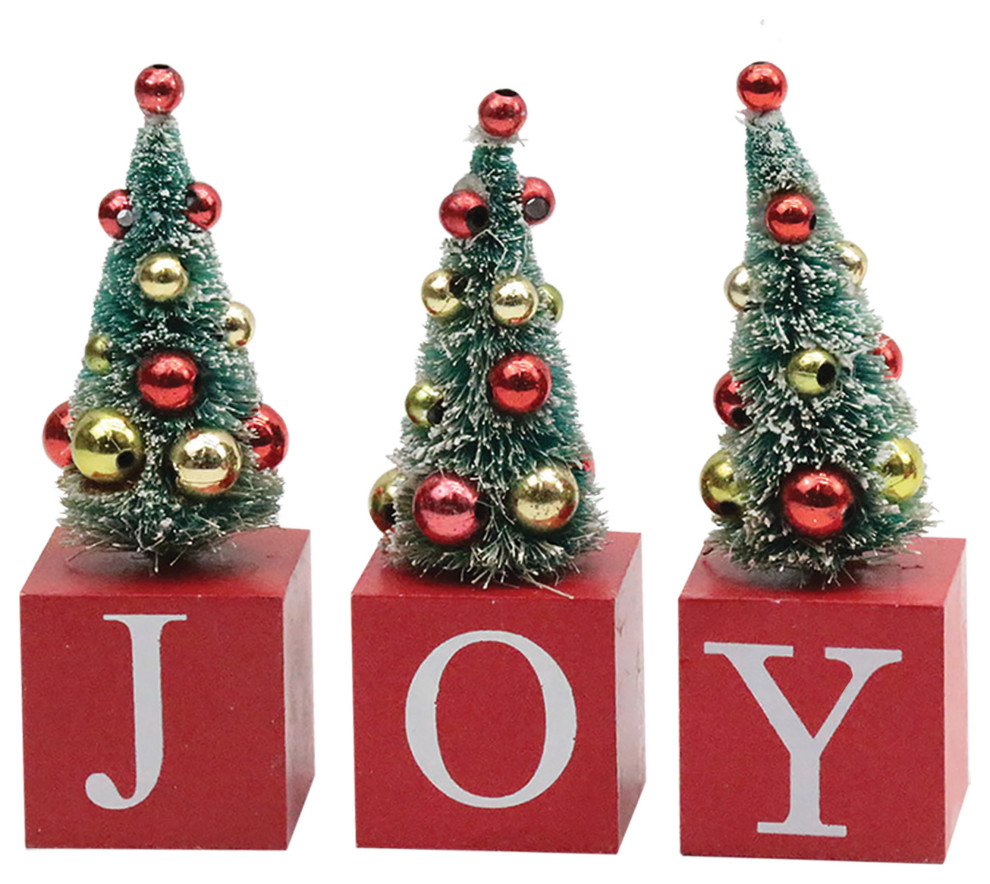 5" Joy Letters, Set of 3 - Traditional - Holiday Accents And Figurines ...