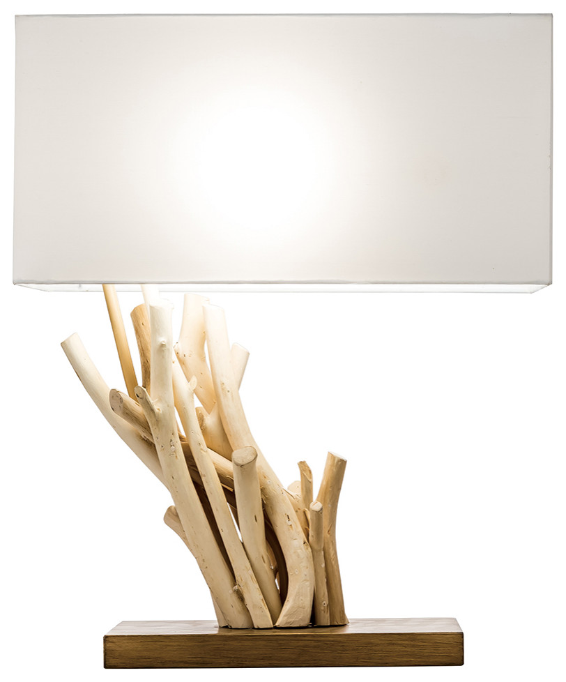 Modern Home Angled Driftwood Nautical Wooden Table Lamp - Natural ...