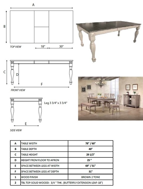 Suffolk Dining Table With 18" Butterfly Leaf Extension - French Country ...