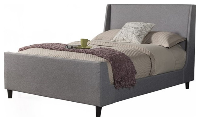 Alpine Furniture Amber Linen Upholstered Wood Standard King Bed in Gray ...