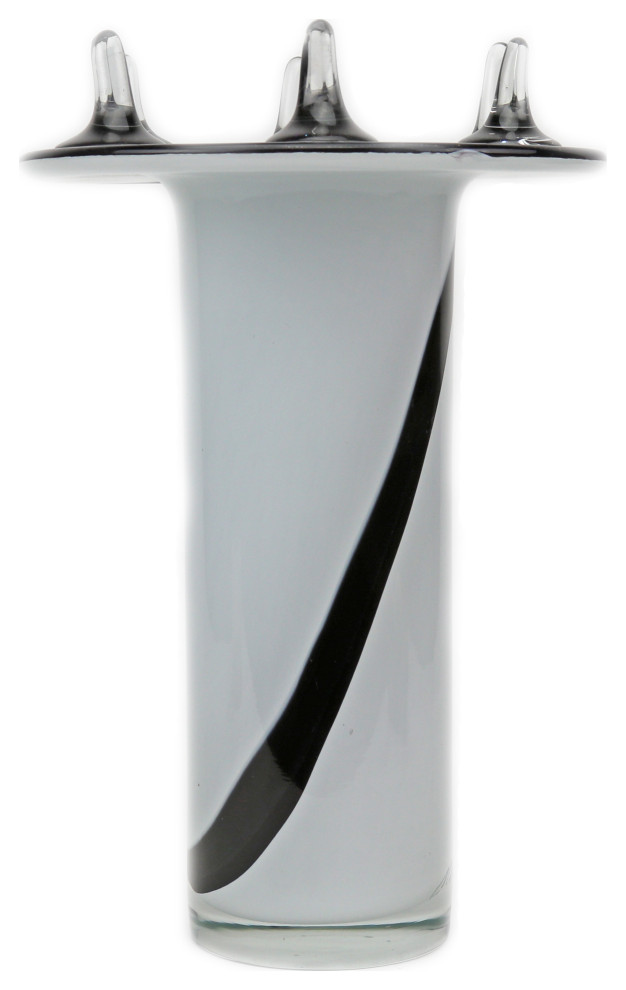 Neptune Vase White with Black and Clear Accents - Contemporary - Vases ...