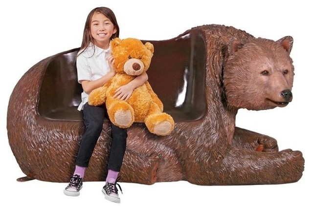 Brown Grizzly Bear Bench - Rustic - Outdoor Benches - by Shop Chimney ...