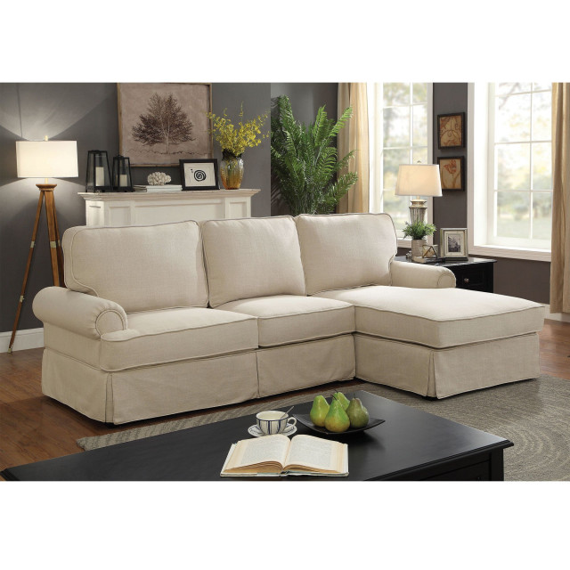 Transitional Sectional Sofa, Comfortable Oversized Seat With Rolled ...