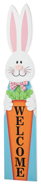 42“H Easter Wooden Bunny Welcome Porch Sign - Modern - Holiday Accents ...