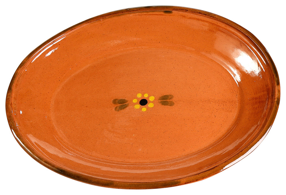Ancient Cookware, Mexican Clay Oval Huarache Plate, 11.75 Inches ...