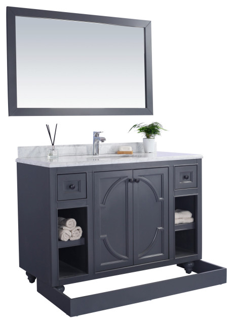 Odyssey 48" Maple Grey Bathroom Vanity With Black Wood Marble ...